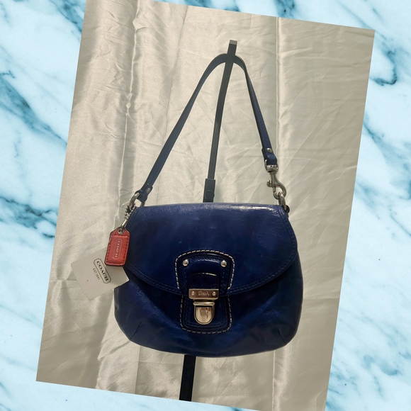 Coach | Bags | Coach Navy Blue Leather Shoulder Bag Nwt | Poshmark